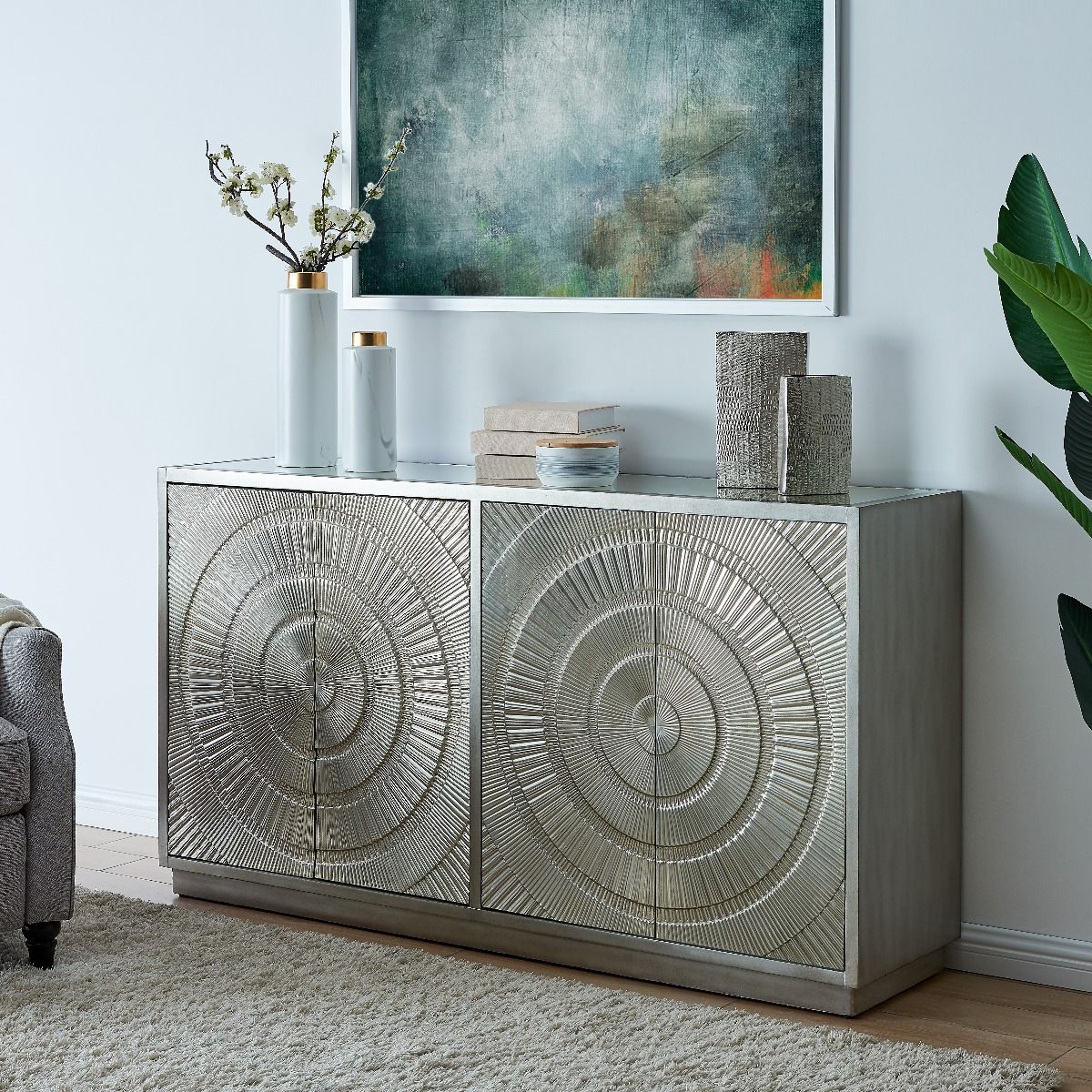 Frenso 4 Door Silver Sideboard – Sleek Storage with Modern ...